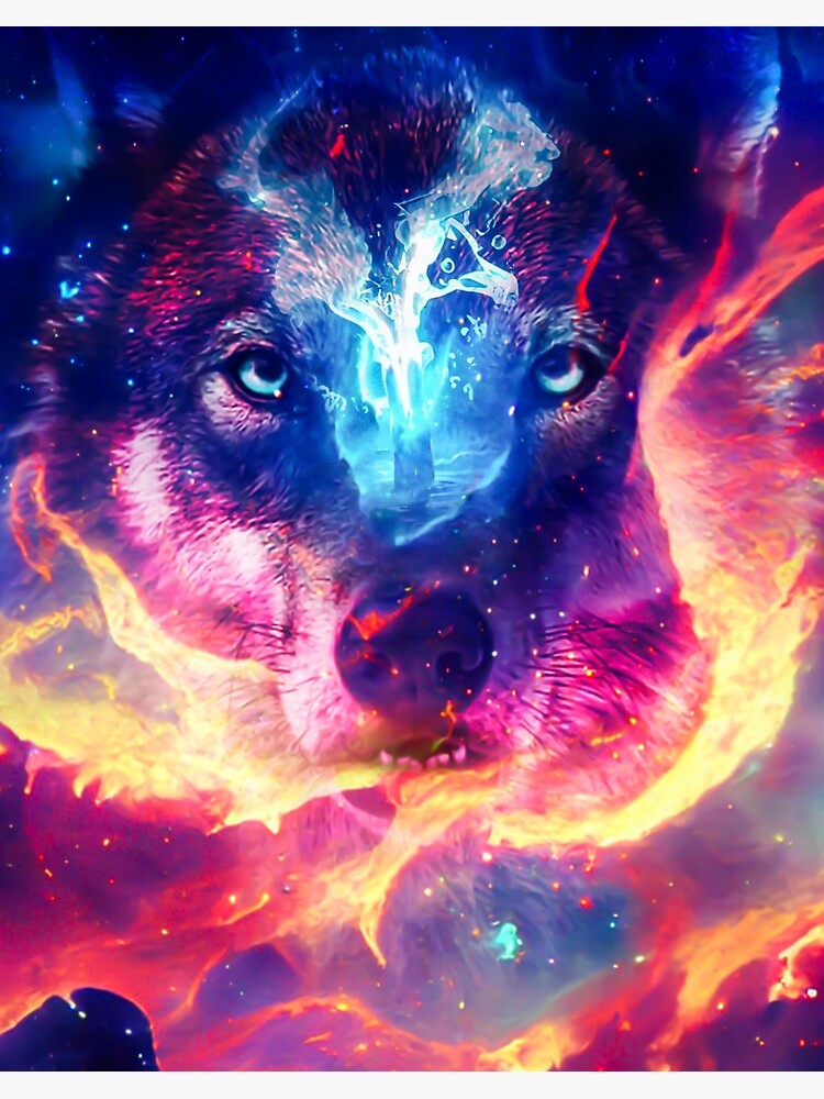 "Cosmic Wolf" Art Board Print for Sale by MarinaLexaArt | Redbubble