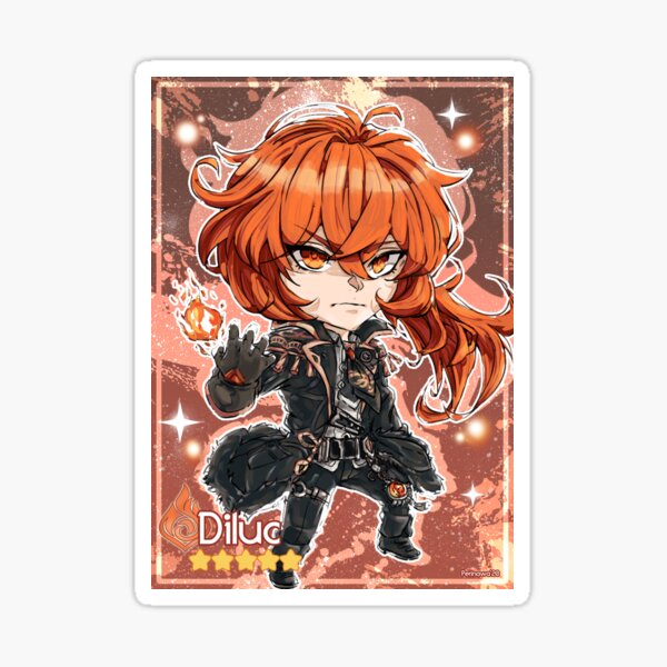 "Genshin Impact Diluc Fanart" Sticker for Sale by Perinawa | Redbubble