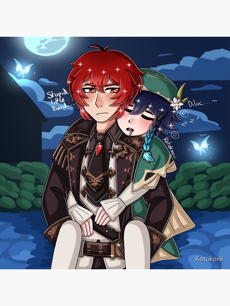 "Genshin Impact DiluVen Diluc x Venti artwork " Sticker for Sale by Kotokoxii | Redbubble