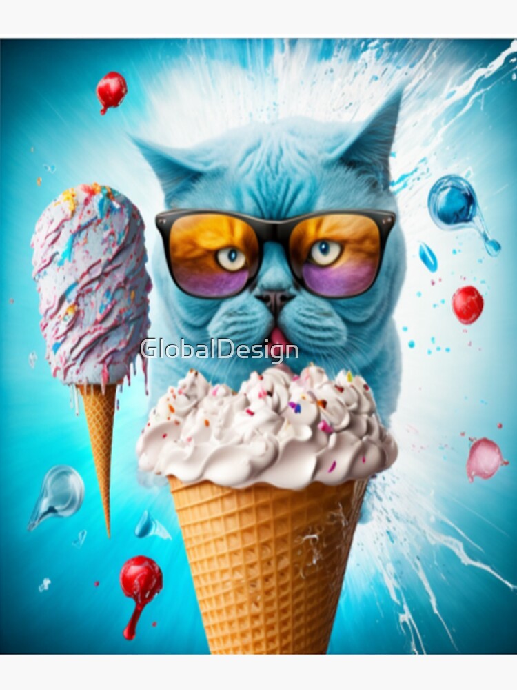 "Stylish Ice Cream Cat" Sticker for Sale by Nabylsantana | Redbubble