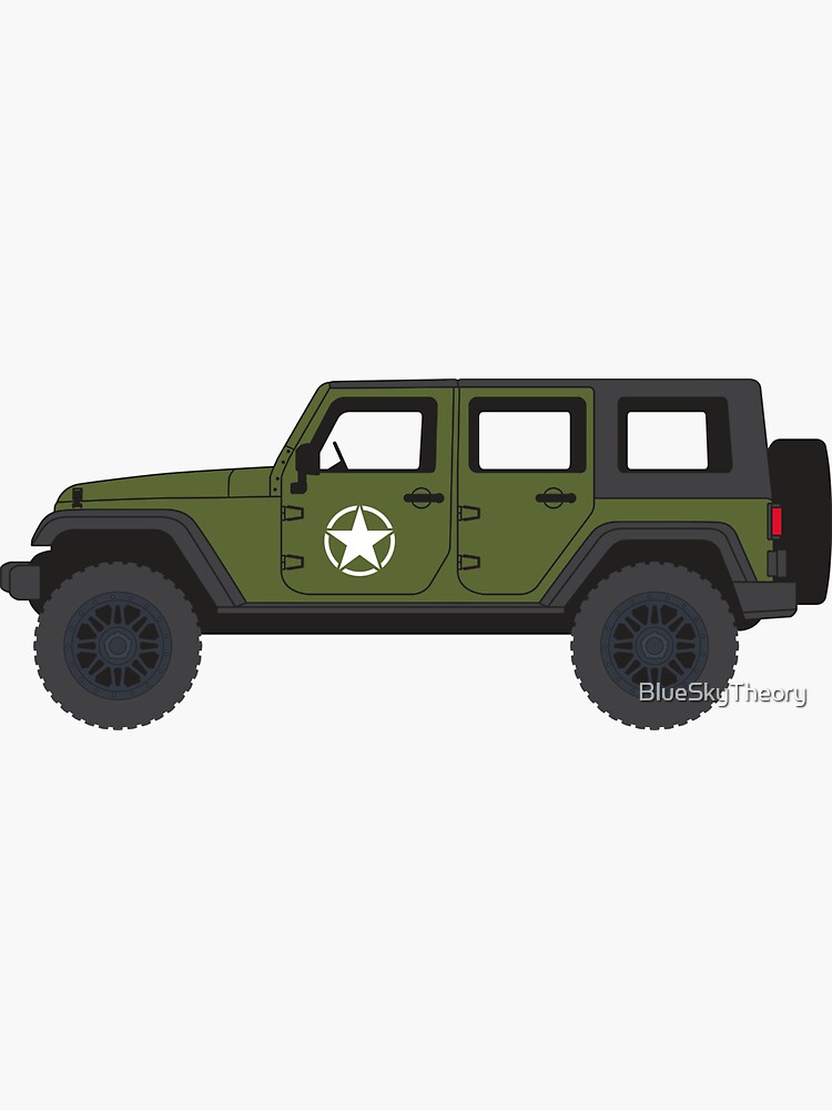 "Jeep - 4 Door - Hard Top - Military Army Star Decal - Moss Green ...