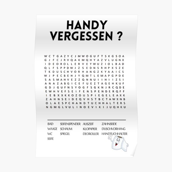 Poster mit "Langeweile auf dem Klo? Handy vergessen ?" von Jawoahl | Redbubble