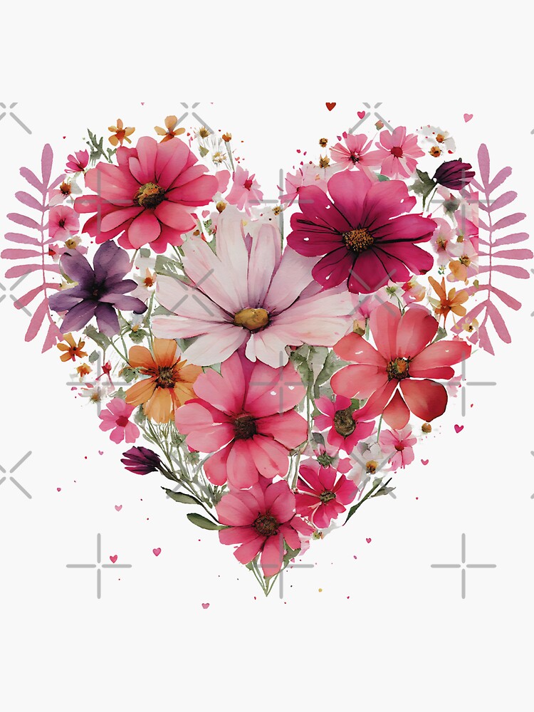 "Multi-Floral Heart" Sticker for Sale by HappyLifeCreate | Redbubble