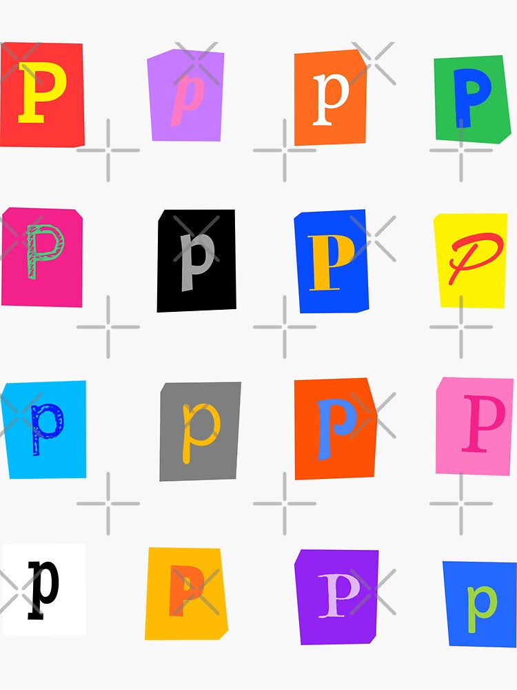 Pegatina for Sale con la obra «Juego de letras P recortadas de revista.» de Words-Artist | Redbubble