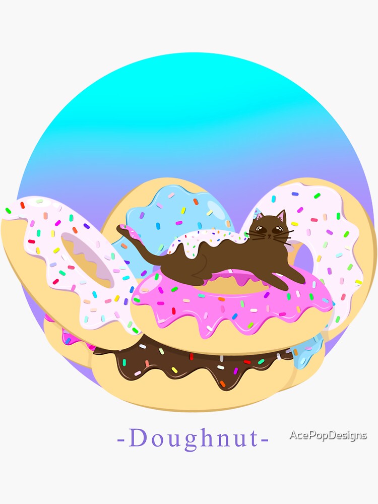 "Doughnut Cat" Sticker for Sale by AcePopDesigns | Redbubble