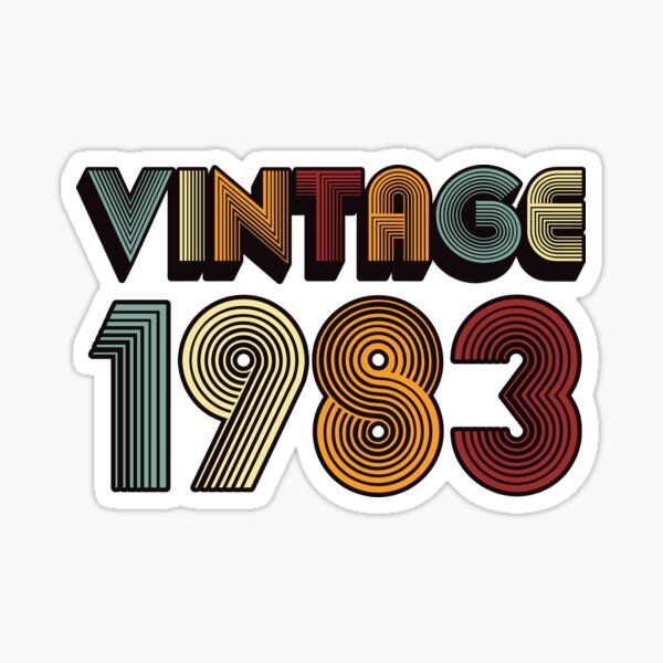 "Vintage 1983 - Retro Text" Sticker for Sale by Whimsical Thinker ...