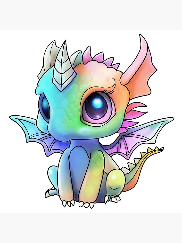 "Pastel Rainbow Chibi Dragon" Poster for Sale by Blakkbeard | Redbubble