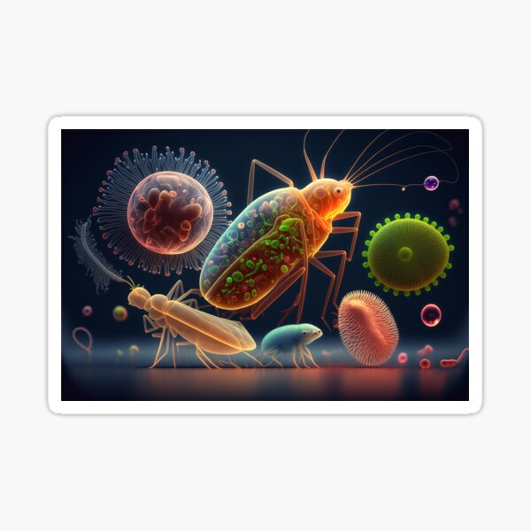"Imagined Biology Microscopic Organisms Electron Microsope" Sticker for ...