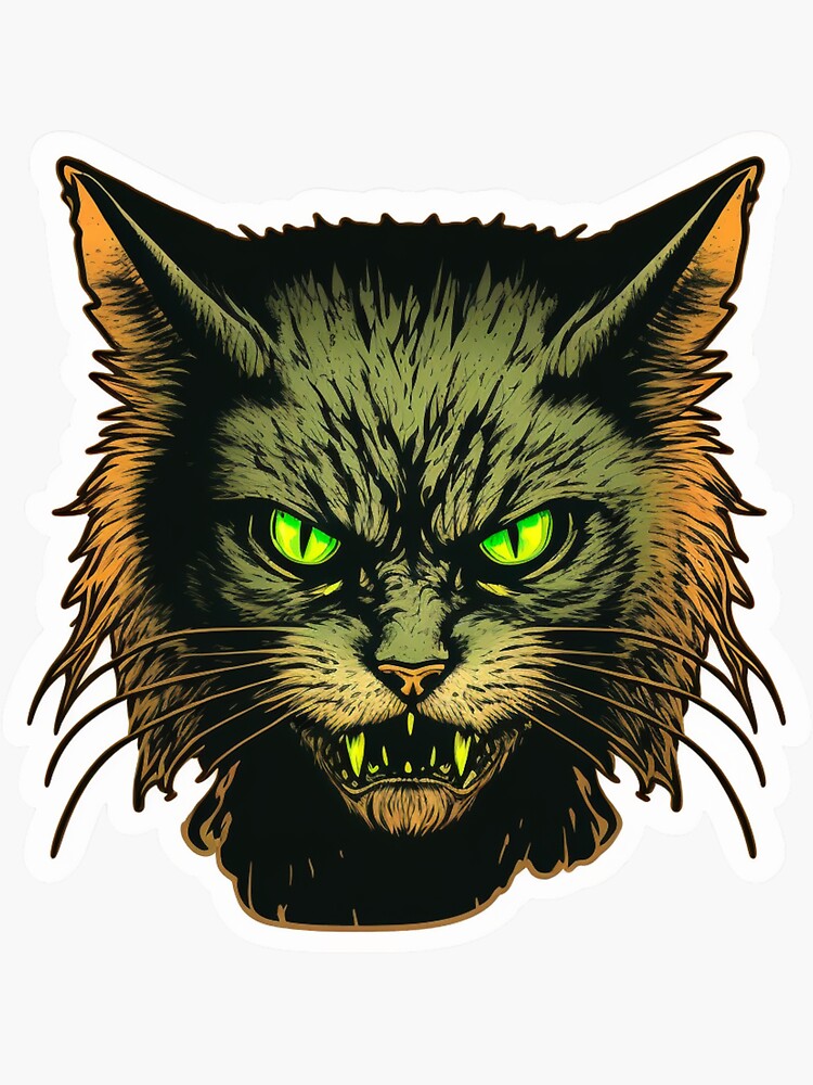 "Psycho Street Cat | Cat face | CyberCat" Sticker for Sale by ...