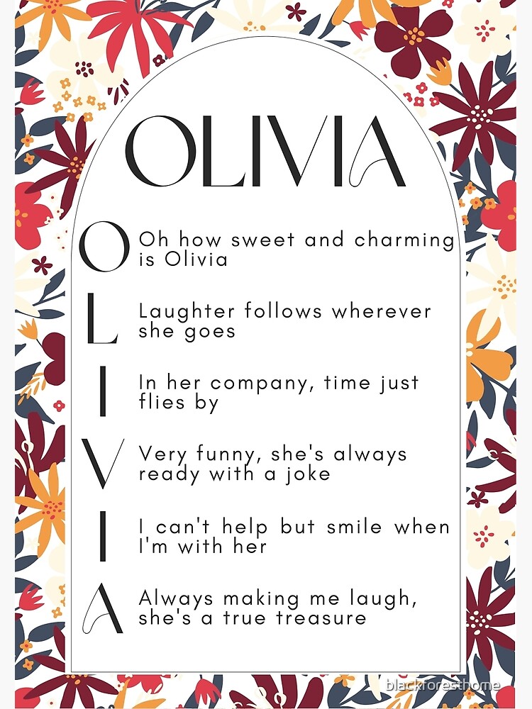 "Hippy Design - Olivia Acrostic Poem" Poster for Sale by ...