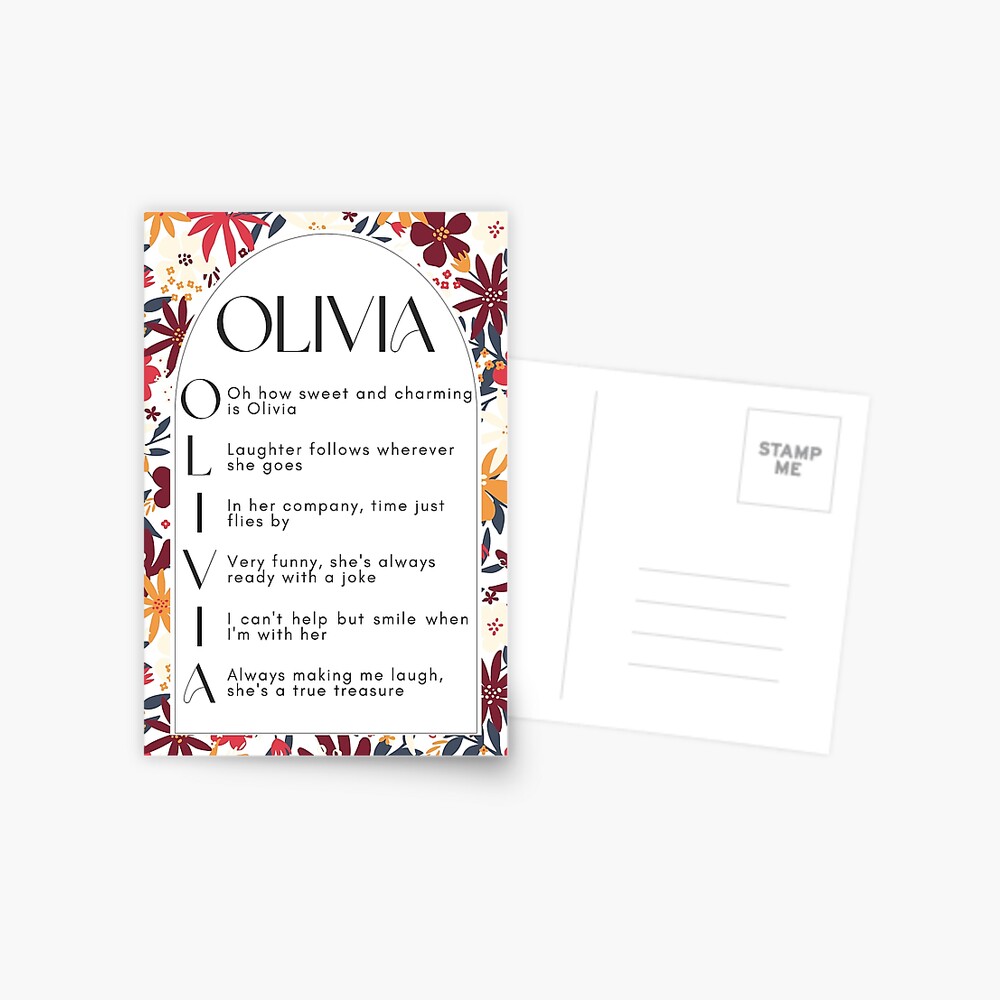"Hippy Design - Olivia Acrostic Poem" Poster for Sale by ...