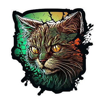 "Psycho Street Cat | Cat face | CyberCat" Sticker for Sale by ...