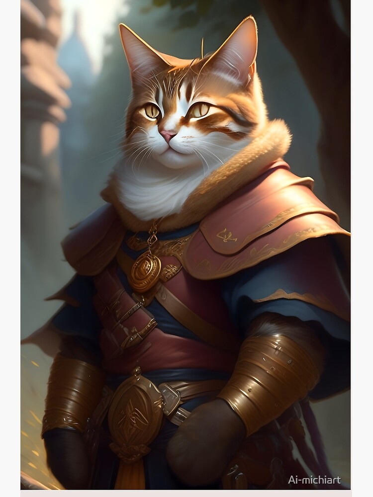 "Cat in Armor - Modern Digital Art" Poster for Sale by Ai-michiart ...