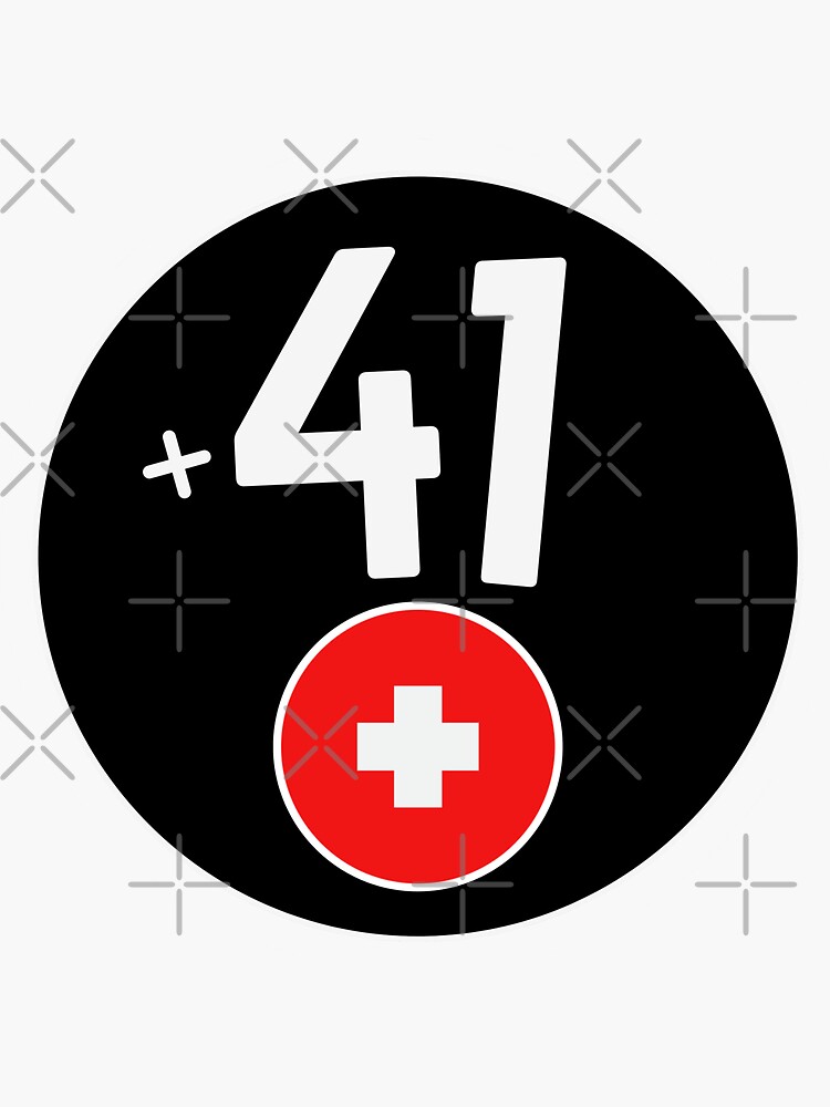 "SWITZERLAND country code swiss +41 logo badge" Sticker for Sale by ...