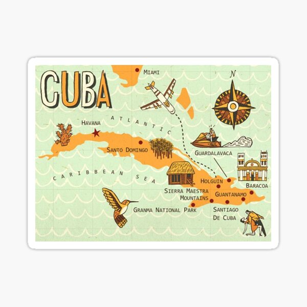 "Map of Cuba" Sticker for Sale by Mgansone | Redbubble