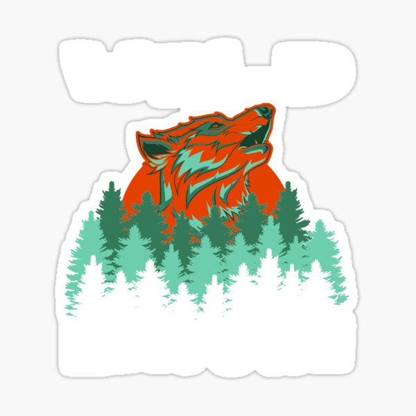 "Wolf wolves animal nature adventure wilderness forest moon" Sticker ...