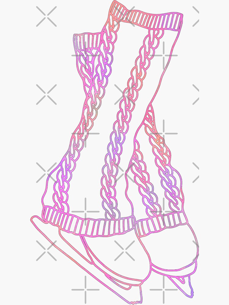"Ice skates and legwarmers (pink watercolour figure skating)" Sticker ...