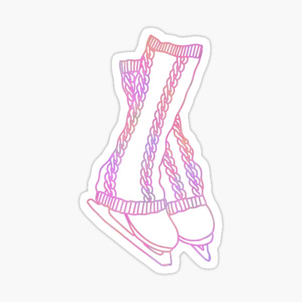 "Ice skates and legwarmers (pink watercolour figure skating)" Sticker ...