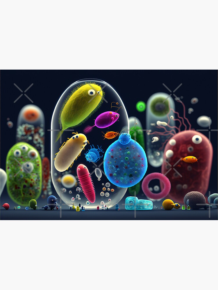 "Imagined Biology Fun Microscopic Organisms" Sticker for Sale by ...