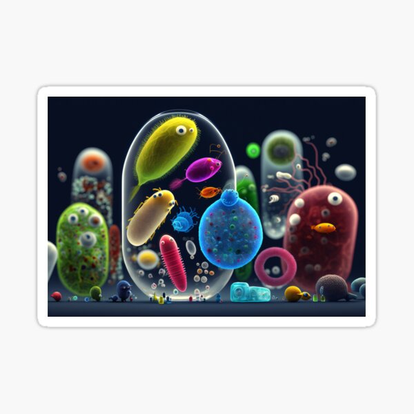 "Imagined Biology Fun Microscopic Organisms" Sticker for Sale by ...