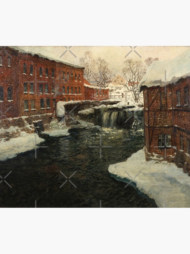 "Winter scenery - Mill Scene by Frits Thaulow" Canvas Print for Sale by ...