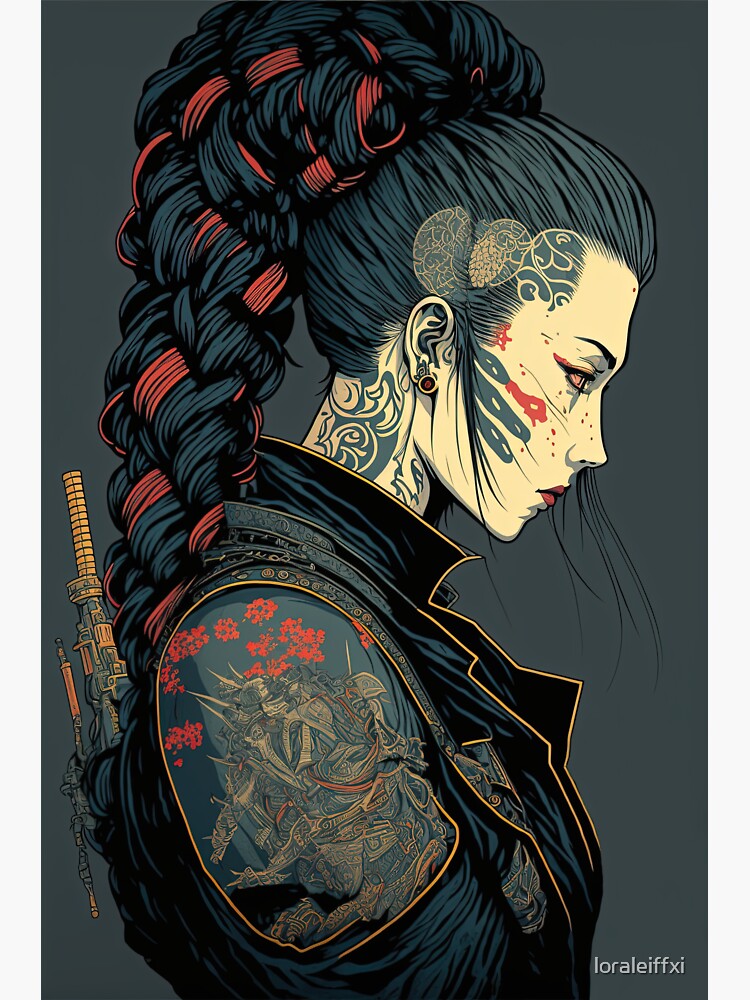 "Japanese Cyberpunk Samurai Anime Woman " Sticker for Sale by ...