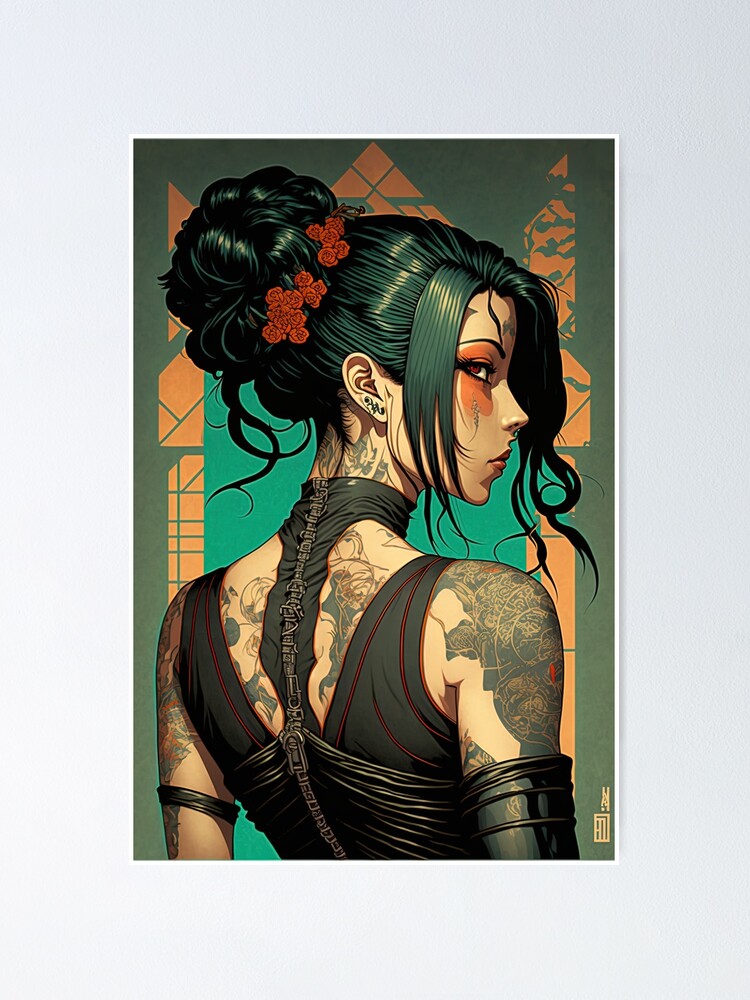 "Japanese Cyberpunk Samurai Anime Woman " Poster for Sale by ...