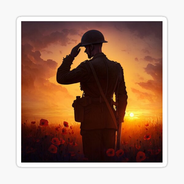 "WW1 Soldier Saluting the Sunset in Poppy Field - World War One ...