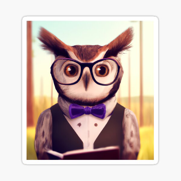 "Smart Owl Teacher and Librarian Digital Art" Sticker for Sale by ...