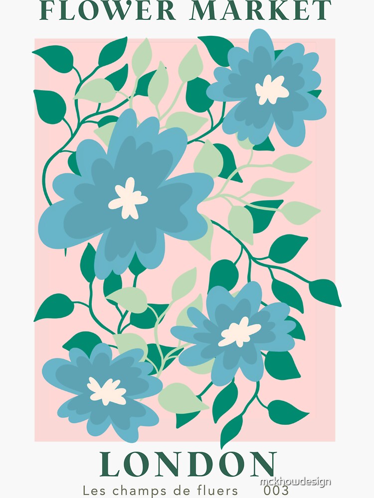 "London Flower Market - blue daffodil" Sticker for Sale by mckhowdesign ...