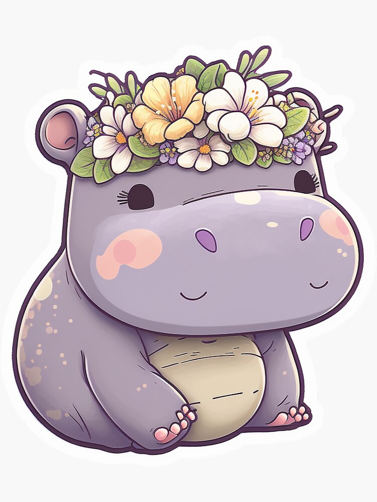 "Cute Baby Hippo Sticker" Sticker for Sale by codegym787 | Redbubble