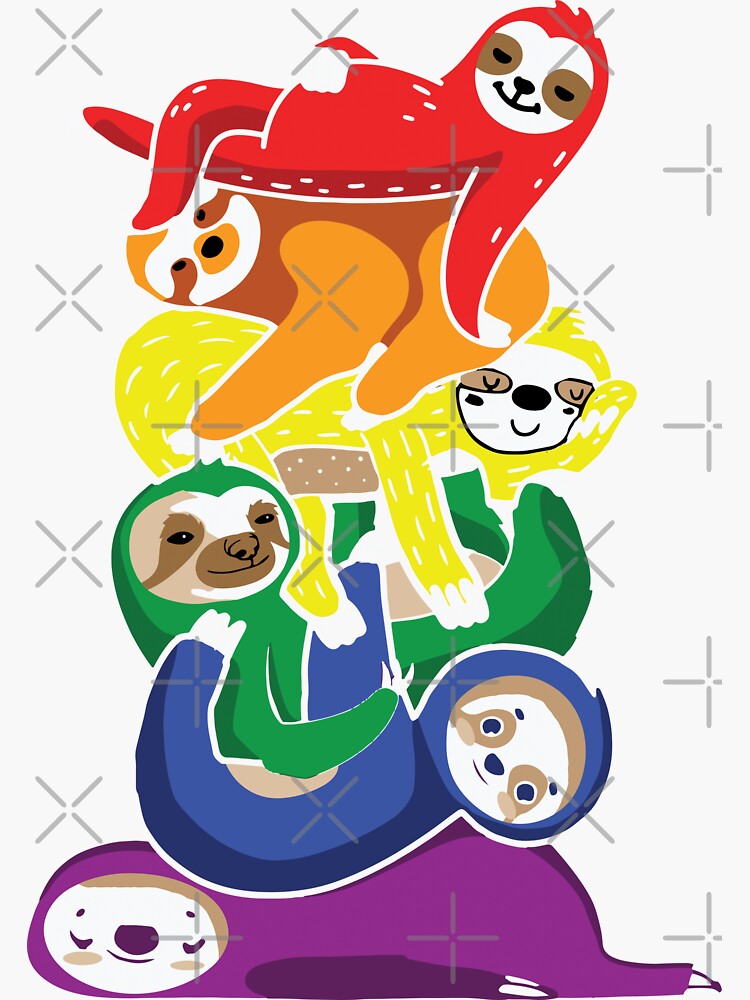 "Cute PRIDE Sloth Stack LGBTQA+" Sticker for Sale by Jovu | Redbubble