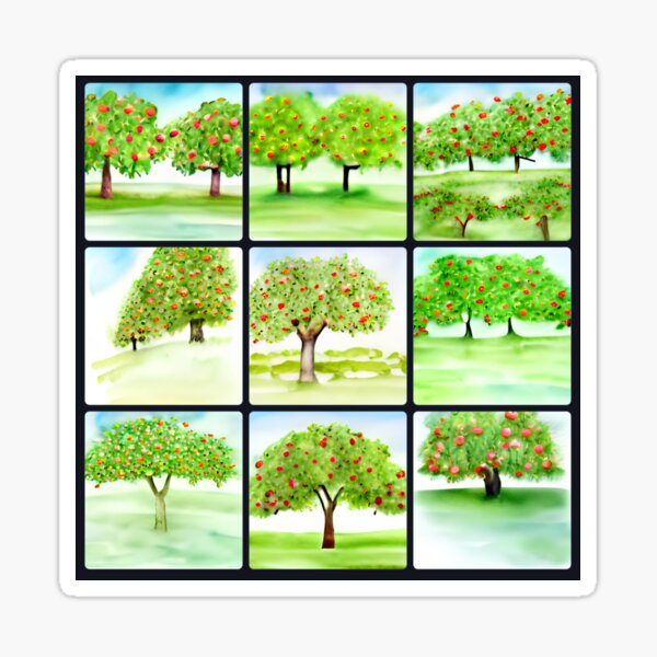 "Apple Tree art pack" Sticker for Sale by CinderPress | Redbubble