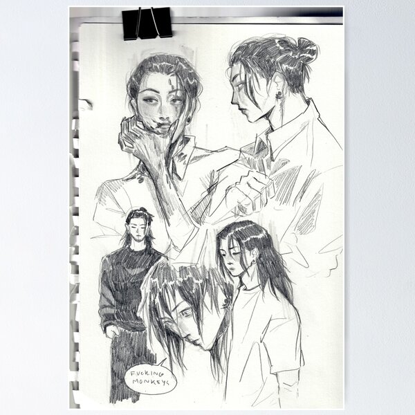 "geto suguru sketchbook page" Poster for Sale by qorndoq | Redbubble