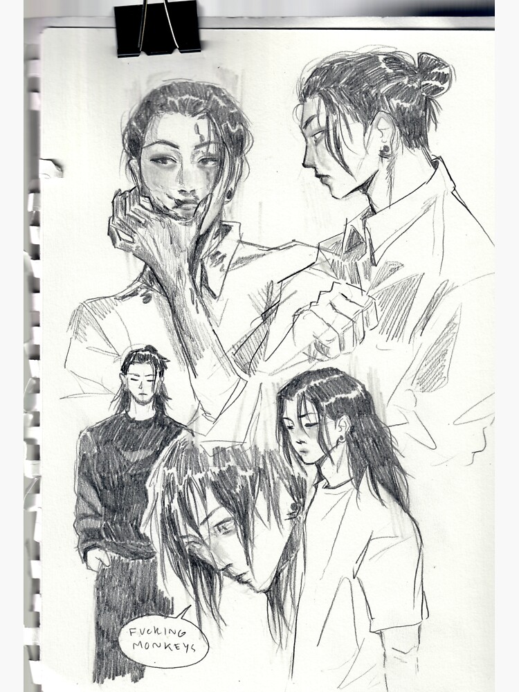 "geto suguru sketchbook page" Sticker for Sale by qorndoq | Redbubble