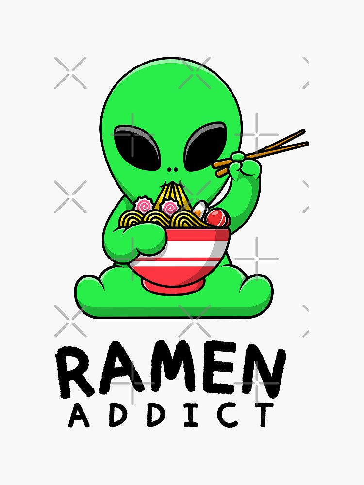 "alien ramen addict" Sticker for Sale by arcangel070 | Redbubble