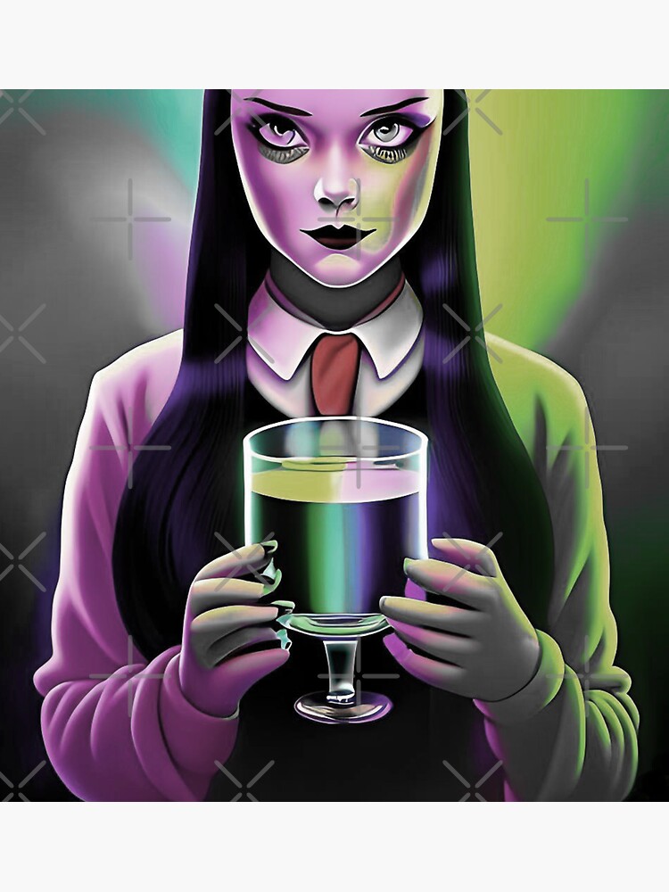 "Wednesday Addams drinking poison" Sticker for Sale by Deepshirt ...