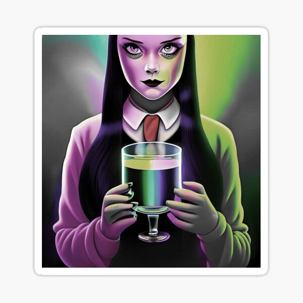 "Wednesday Addams drinking poison" Sticker for Sale by Deepshirt ...