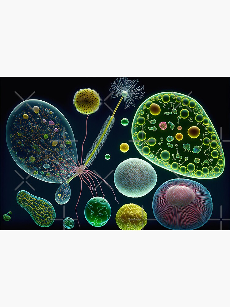 "Imagined Biology With Fun Colorful Microscopic Organisms" Sticker for ...