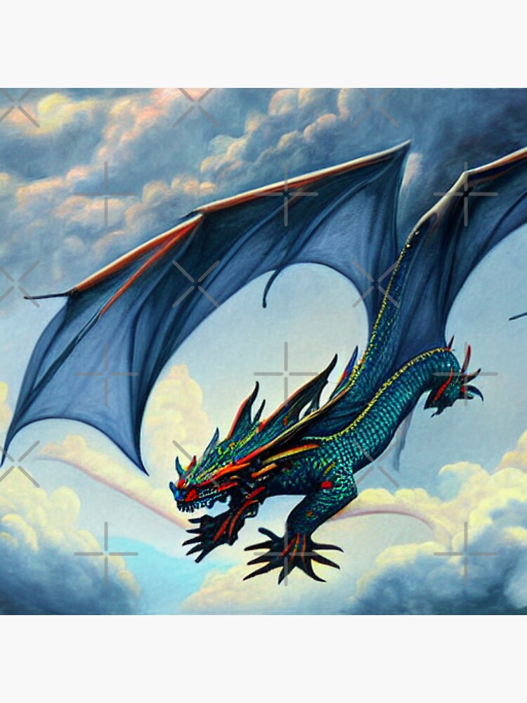 "Winged Chinese Dragon Painting" Sticker for Sale by PlayDifferent ...