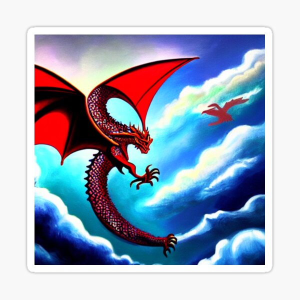 Winged Red Chinese Dragon Sticker For Sale By Playdifferent Redbubble
