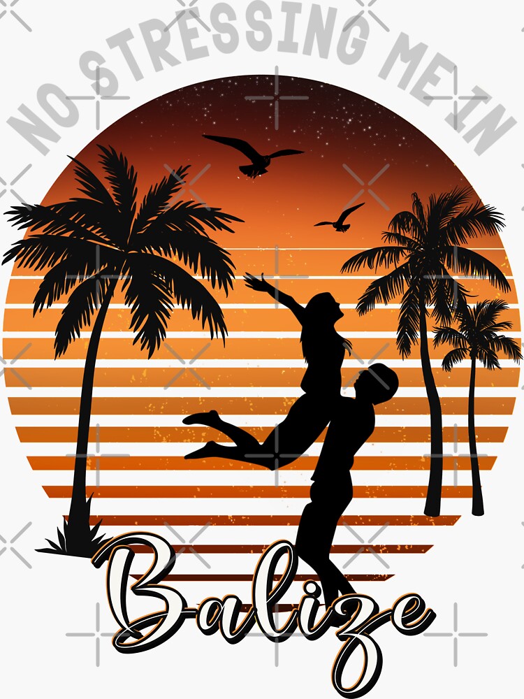 "Belize vintage sunset palm trees romantic couple " Sticker for Sale by ...