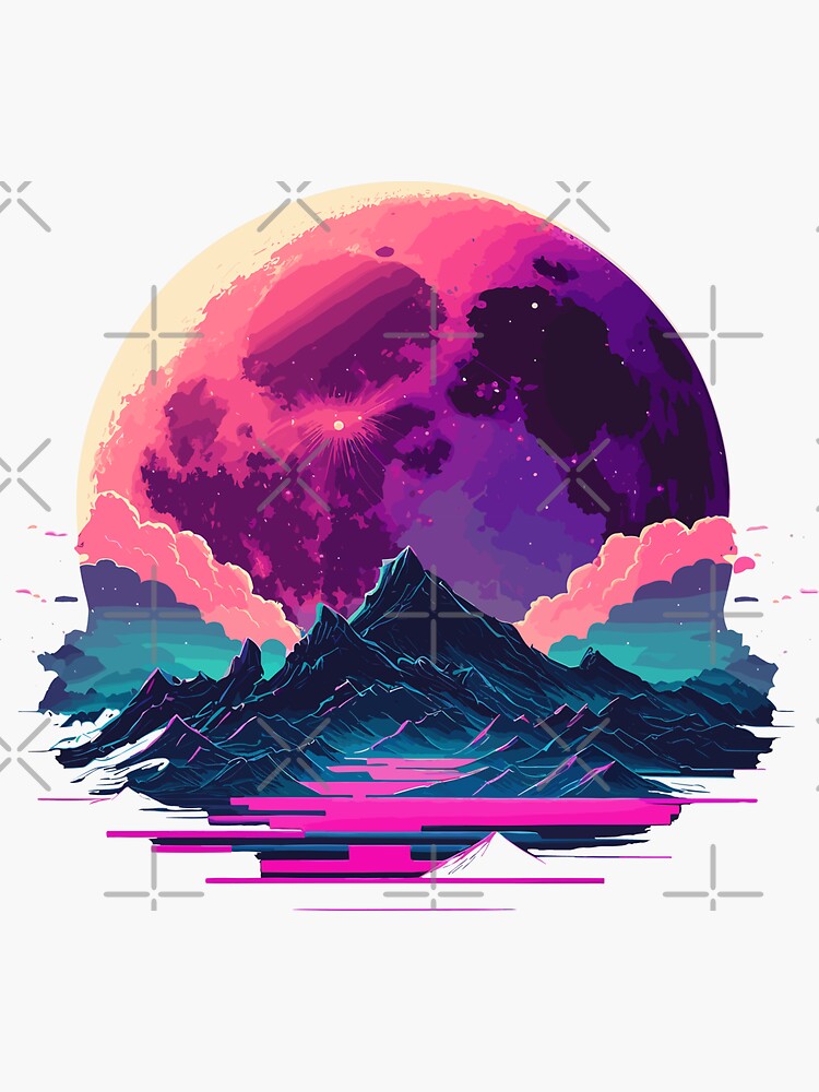 "Synthwave Moon" Sticker for Sale by ChasmicArt | Redbubble