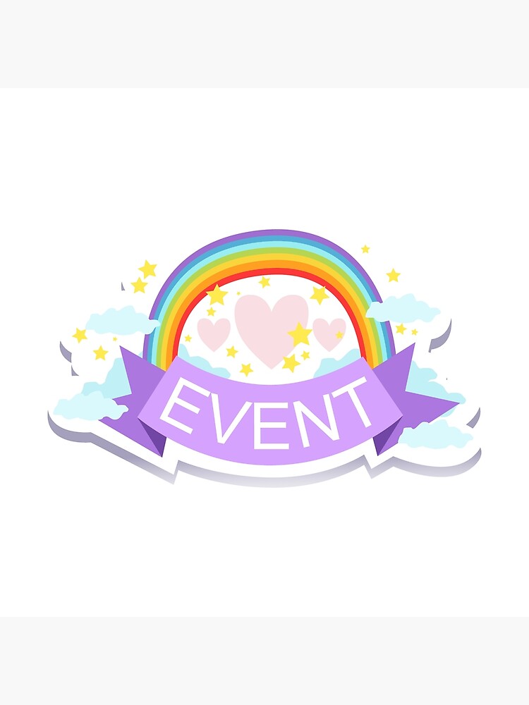 "Event Template Label Cute Sticker With Rainbow" Photographic Print for ...