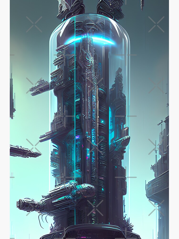 "Sci-Fi Docking Tower in the Andromeda Galaxy " Sticker for Sale by ...