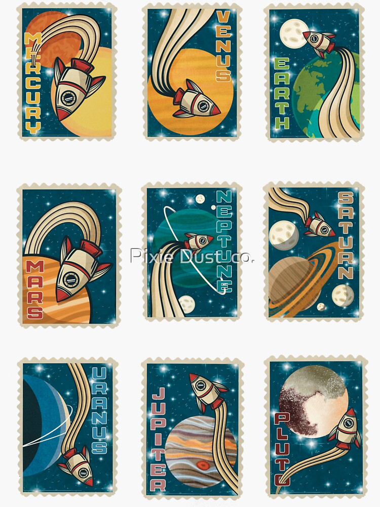 "All planets - postage stamp collect " Sticker for Sale by ...
