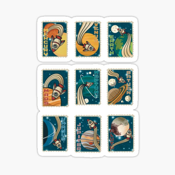 "All planets - postage stamp collect " Sticker for Sale by ...
