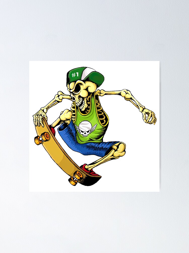 "Skateboarding Skeleton Shirt, Thrashermagazine, The Berrics" Poster ...