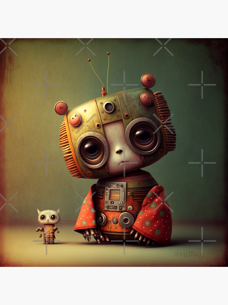 "Cute Little Robot And Mini Friend Japanese Style Frida Paint" Sticker ...