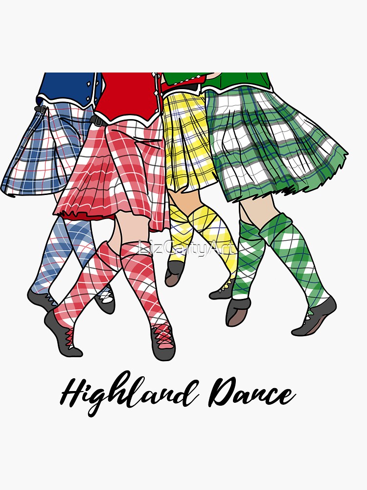 "Swaying Kilts, Traditional Colours" Sticker for Sale by LizCaityArt ...